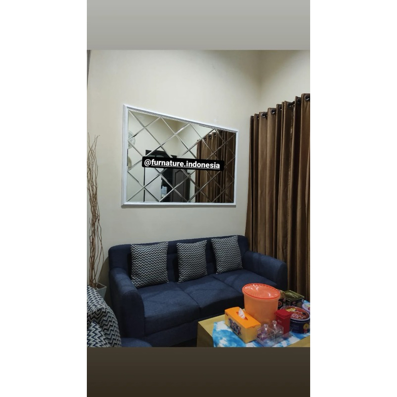 Jual Custom kaca cermin bevel ukuran 120 X 166 bevel 1.5cm, Free Lem ...