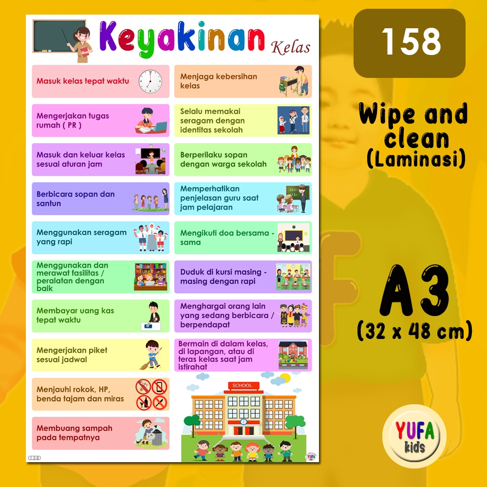 Jual 158 Poster keyakinan kelas - Poster Edukasi Anak - Poster belajar ...