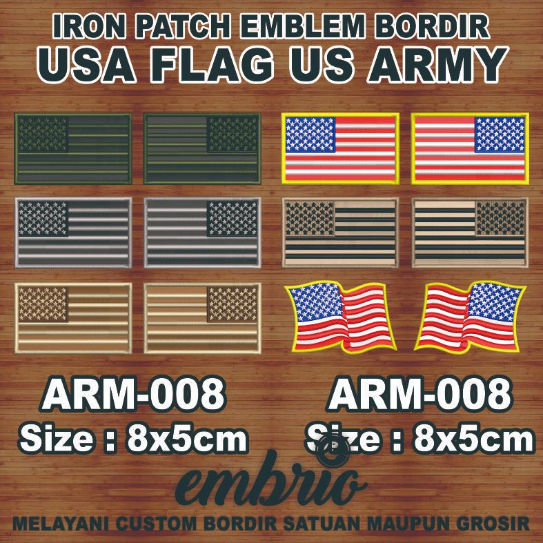 Jual ARM-008-J Emblem Bendera Amerika Reverse Patch usa Flag black camo military u.s. army ...