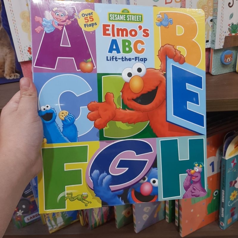 Jual elmo board book sesame street learning ABC elmo lift the flap book ...