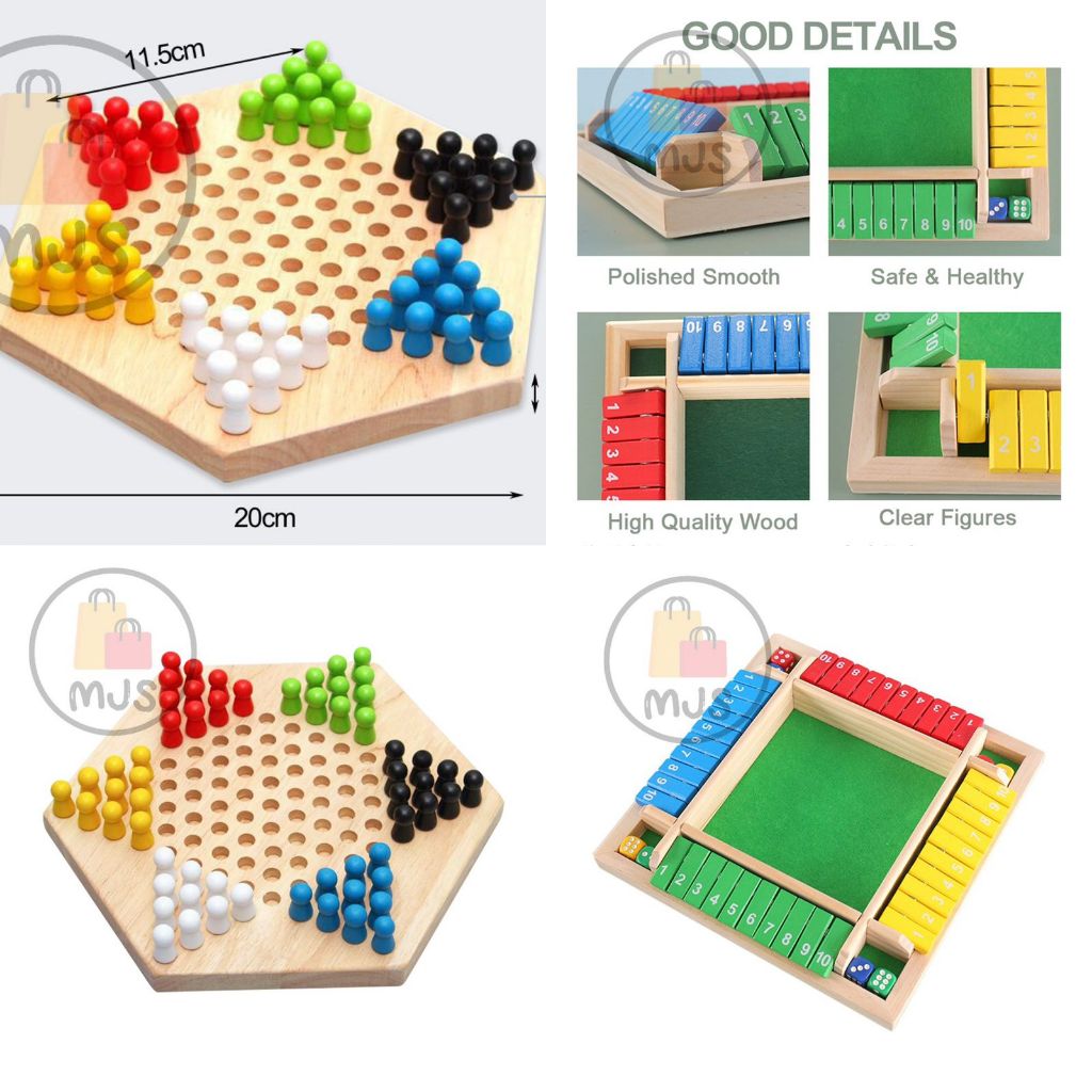 Jual Shut the box dice board game | Halma permainan papan kayu mainan ...
