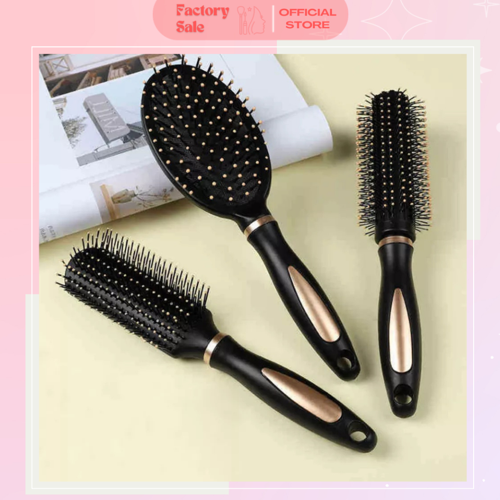 Jual (1SET ISI 3PCS) Hair Brush Sisir Rambut Wanita Blow 3 in 1 Sisir ...