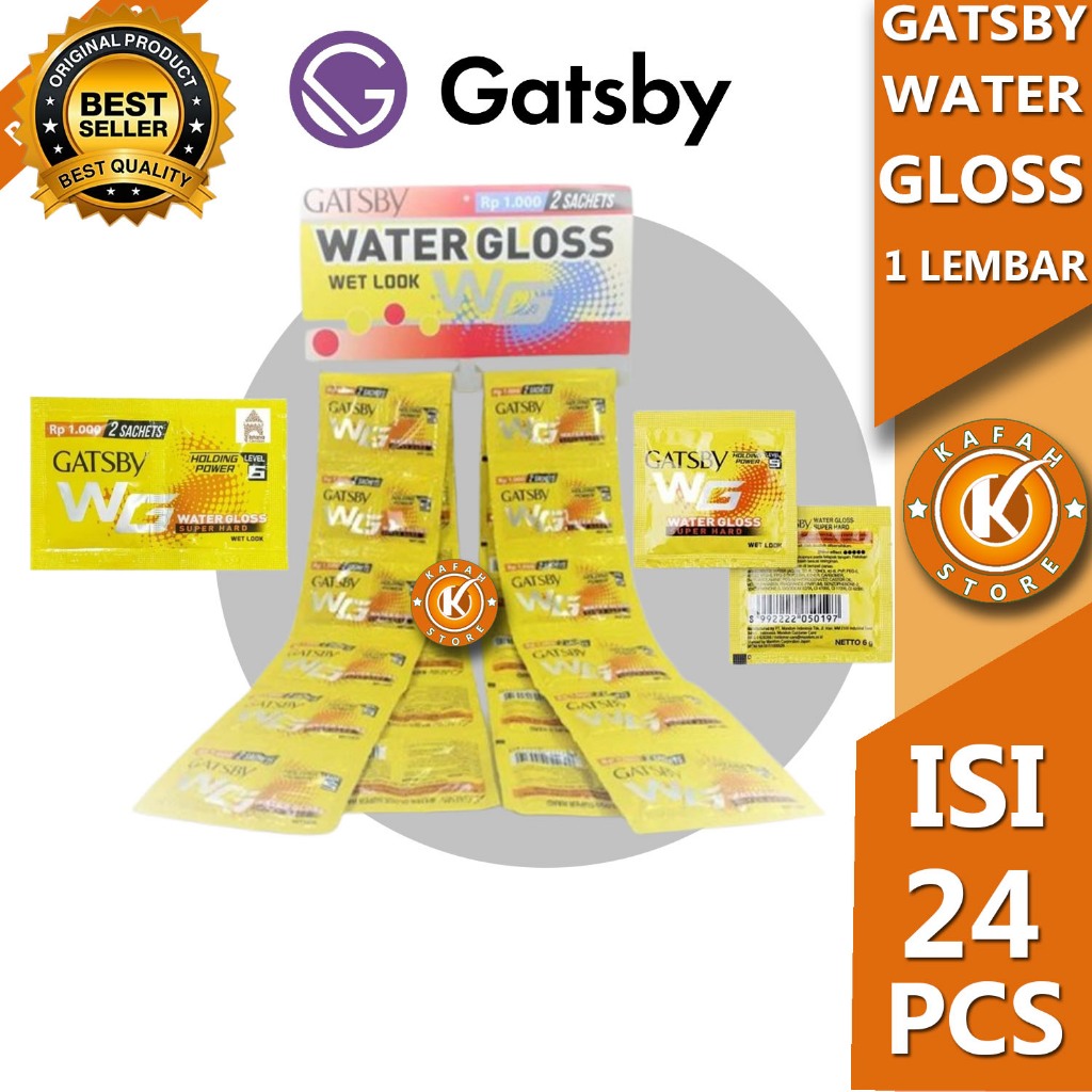 Jual MINYAK RAMBUT GATSBY WG kuning WATER GLOSS 1 LEMBAR ISI 24 PCS ...