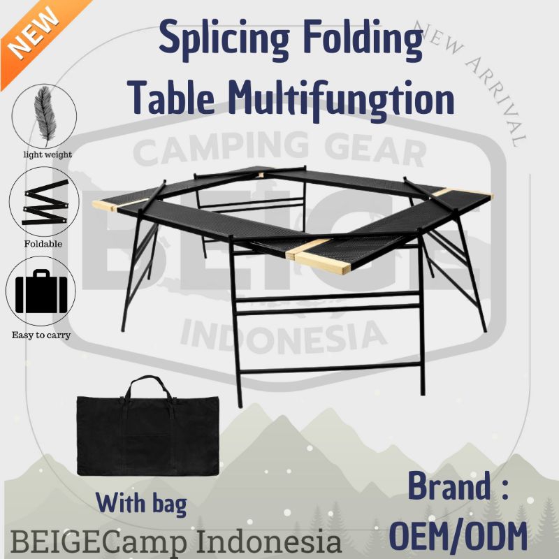 Jual Beige meja lipat camping multifungtion BBQ splicing table | Shopee ...