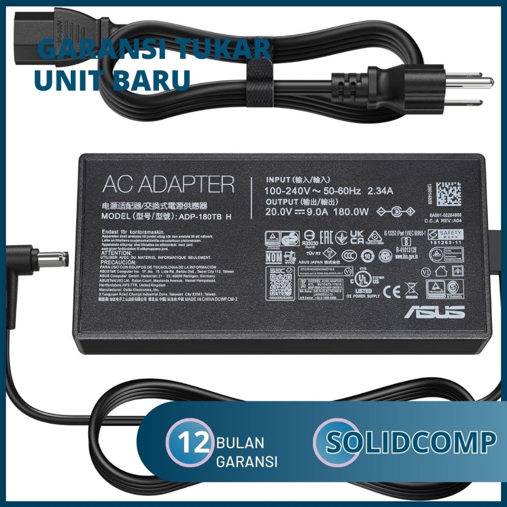 Jual Adaptor Charger Asus 20V 9A (6.0x3.7mm) 180W ROG TUFF Gaming ...