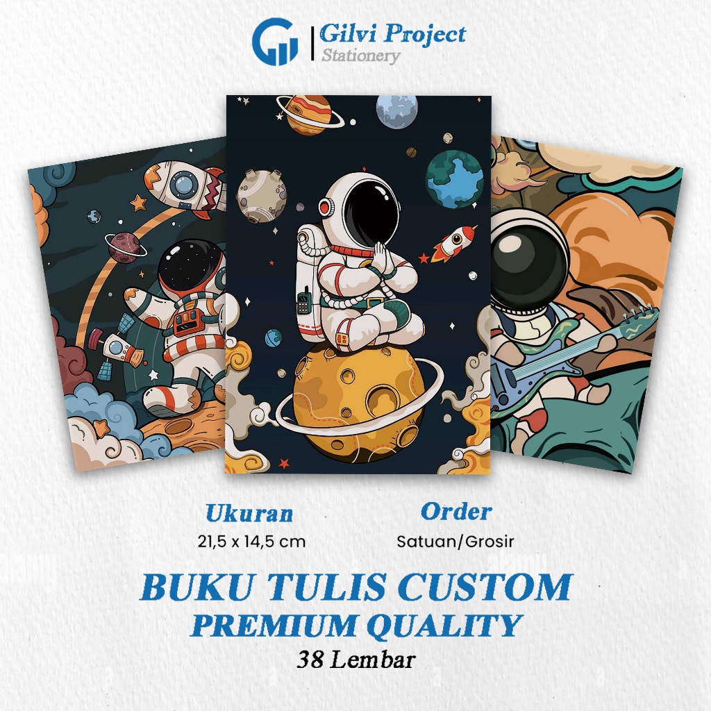 Jual Buku Tulis Cute Astronot / Buku Tulis Sekolah / Buku Tulis Catatan ...