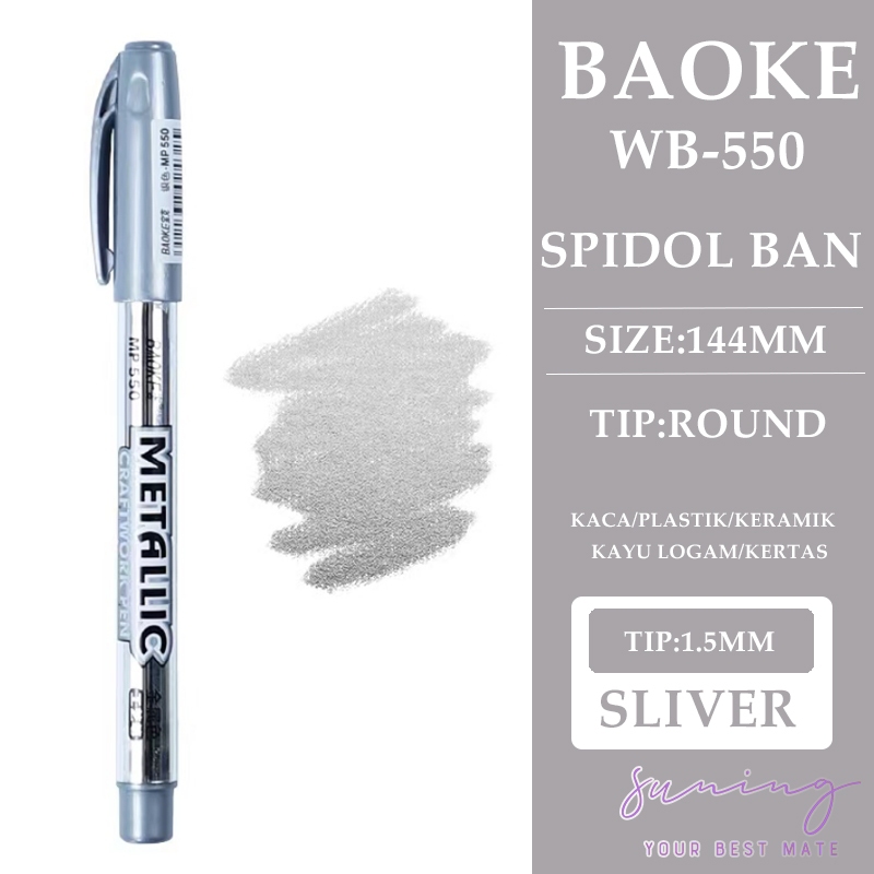 Jual Metallic Pen Baoke Gold Silver Pen Marker Spidol metalik emas ...