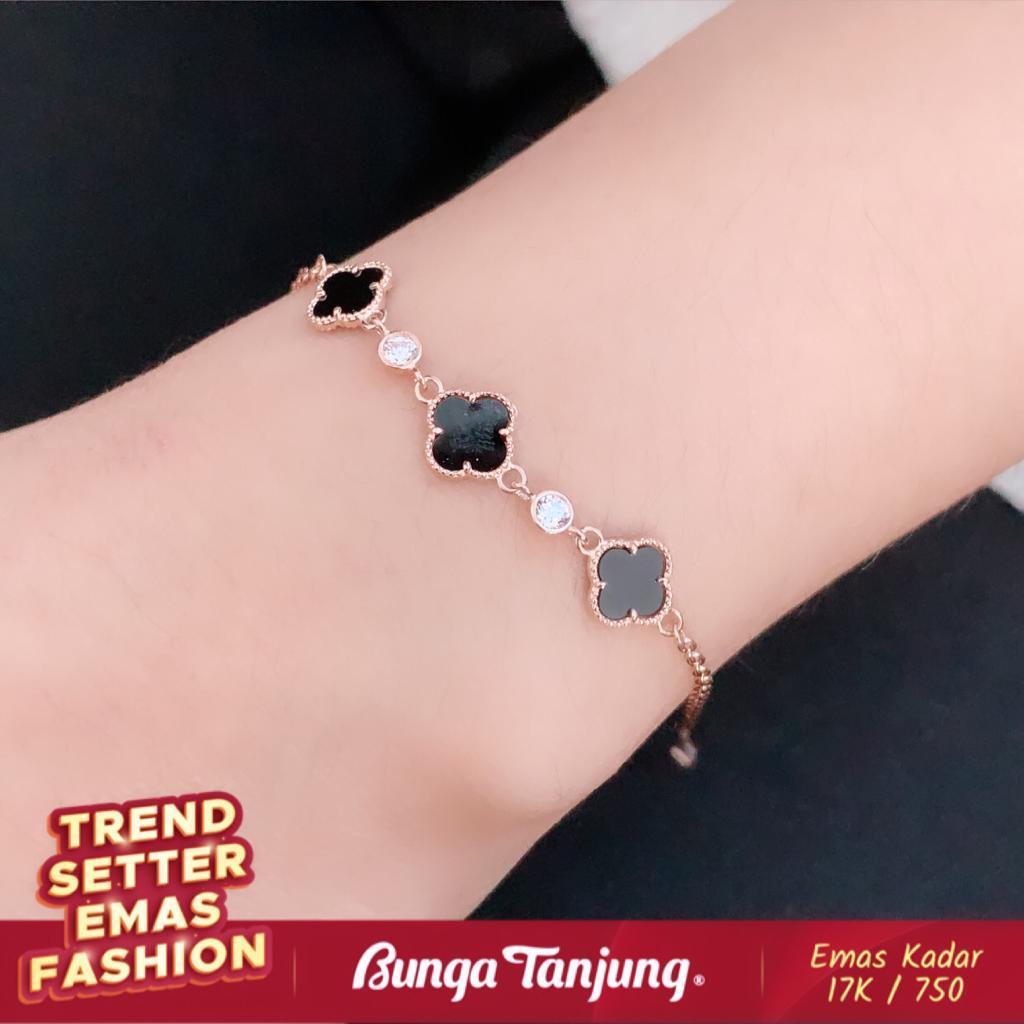 Jual GELANG CLOVER G - EMAS 17K - BUNGA TANJUNG GOLD | Shopee Indonesia