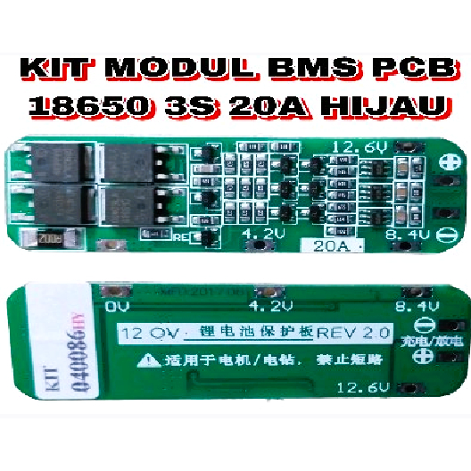 Jual KIT MODUL BMS PCB 18650 3S 20A HIJAU | Shopee Indonesia
