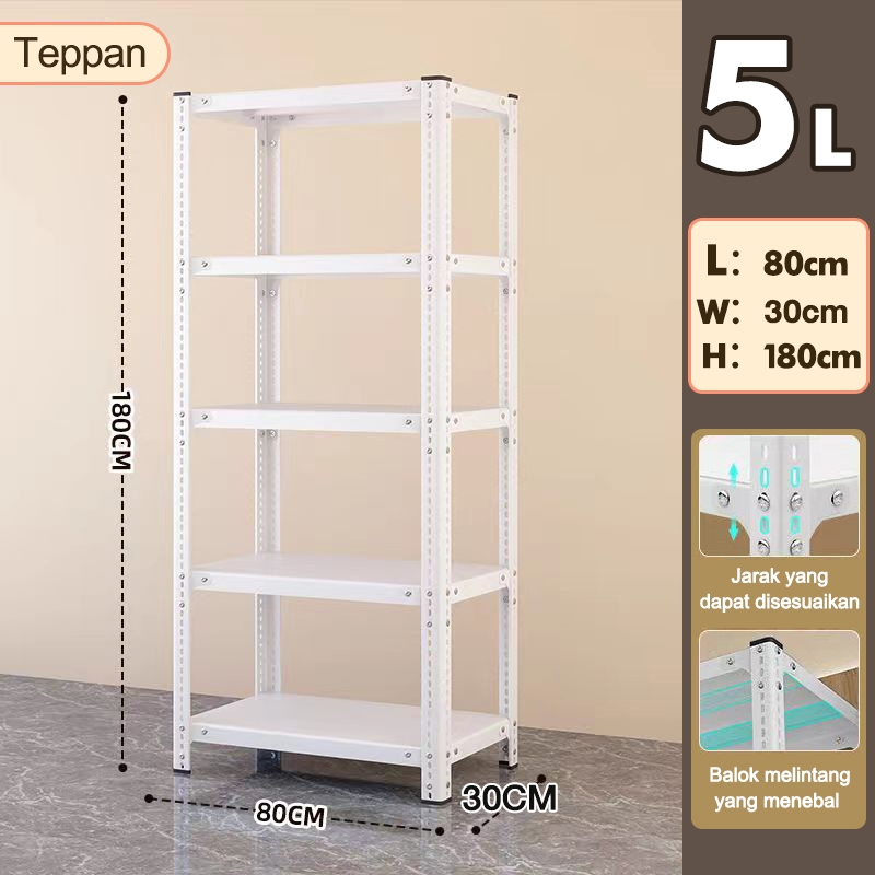 Jual 【All Iron】Omax 120x40x200CM Rak besi siku 5/6 susun Rak Gudang ...