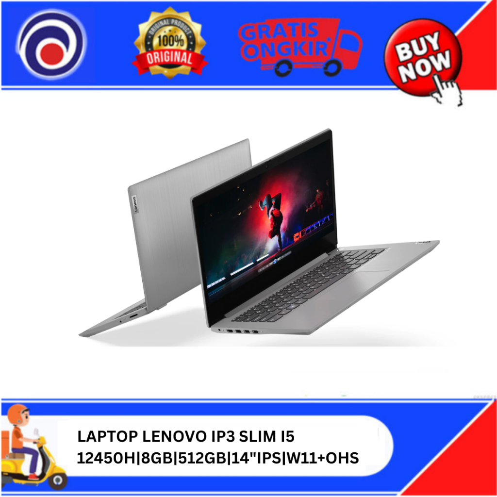 Jual LAPTOP LENOVO IP3 SLIM I5 12450H|8GB|512GB|14"IPS|W11+OHS | Shopee ...