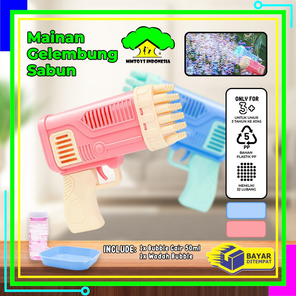 Jual MI-M348 Mainan Anak Pistol Bubble Gun Basoka 32 Lubang Tembak ...