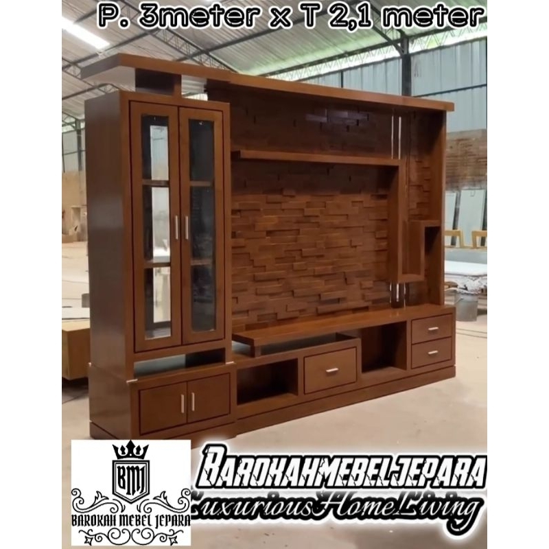 Jual Bufet Partisi TV jati minimalis 3 meter jumbo , Bufet TV 3 meter ...