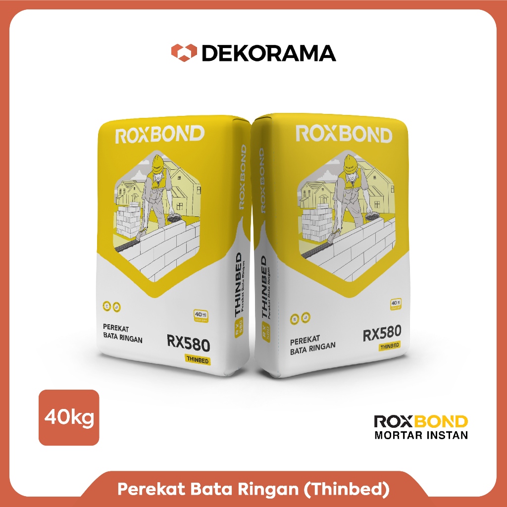 Jual ROXBOND MORTAR RX580 / PEREKAT BATA RINGAN / THINBED 40kg | Shopee ...