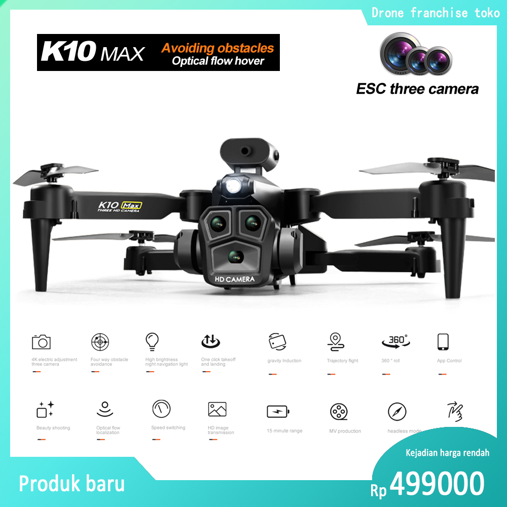 Jual 【Produk baru】Drone K10 MAX/tiga dalam satu lensa/kamera dua/aliran optik posisi melewati ...