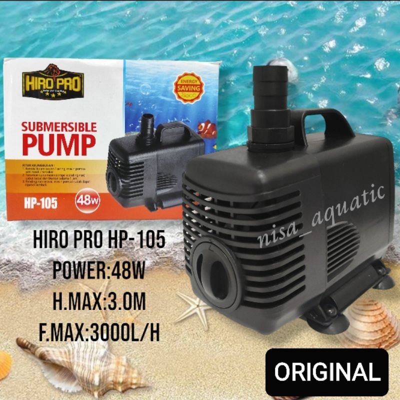 Jual Mesin Pompa Celup Filter HIRO PRO 105 48Watt,3.0M,3000L/H Pompa Celup Filter Aquarium Kolam ...