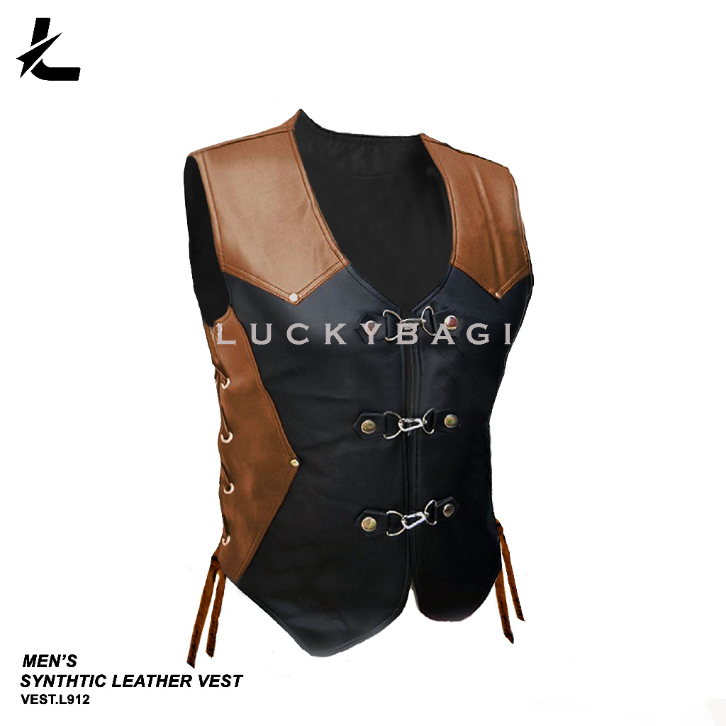 Jual Rompi Kulit Sintetis Rompi Kulit Riders Vest Motor | Shopee Indonesia