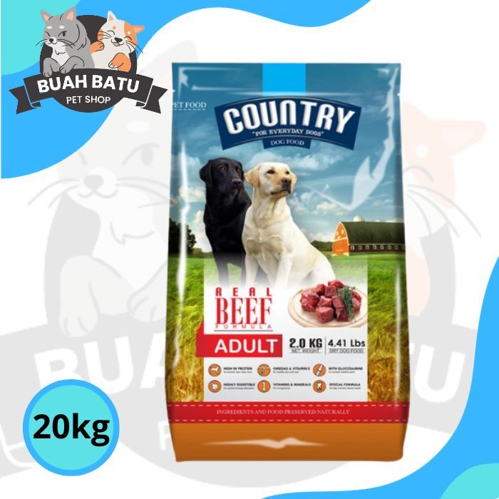 Jual MAKANAN ANJING Country Dog food Adult Beef 18kg GOJEK GRAB ...