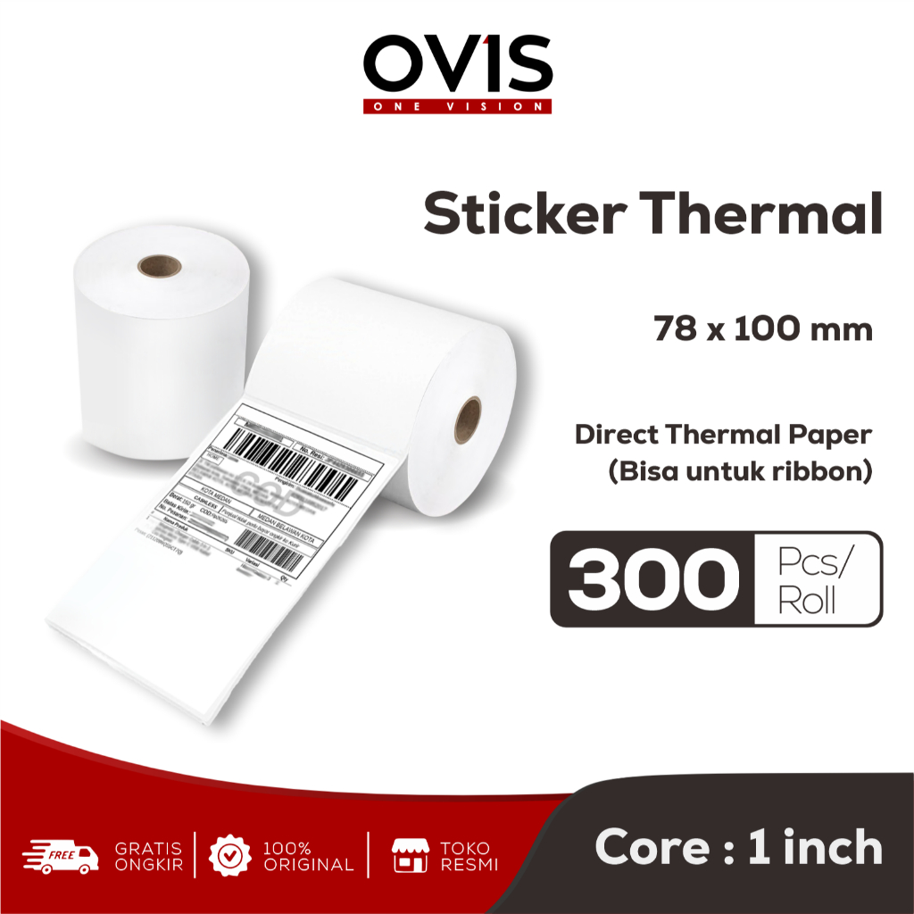 Jual Label Stiker Resi Thermal Direct 78x100 mm OVIS Sticker Paper ...