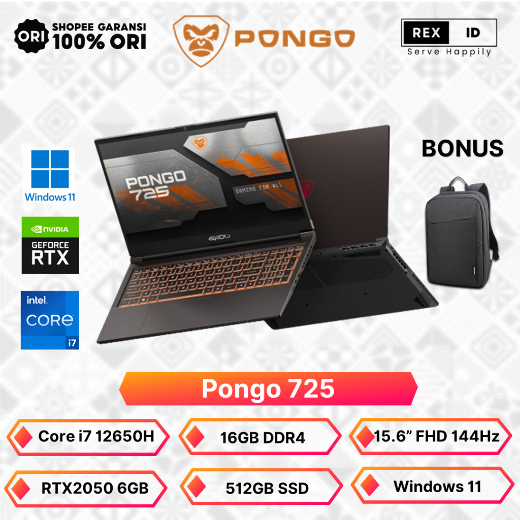 Jual Axioo Pongo 725 Core i7 12650H 16GB 512GB RTX2050 4GB 15.6" FHD ...