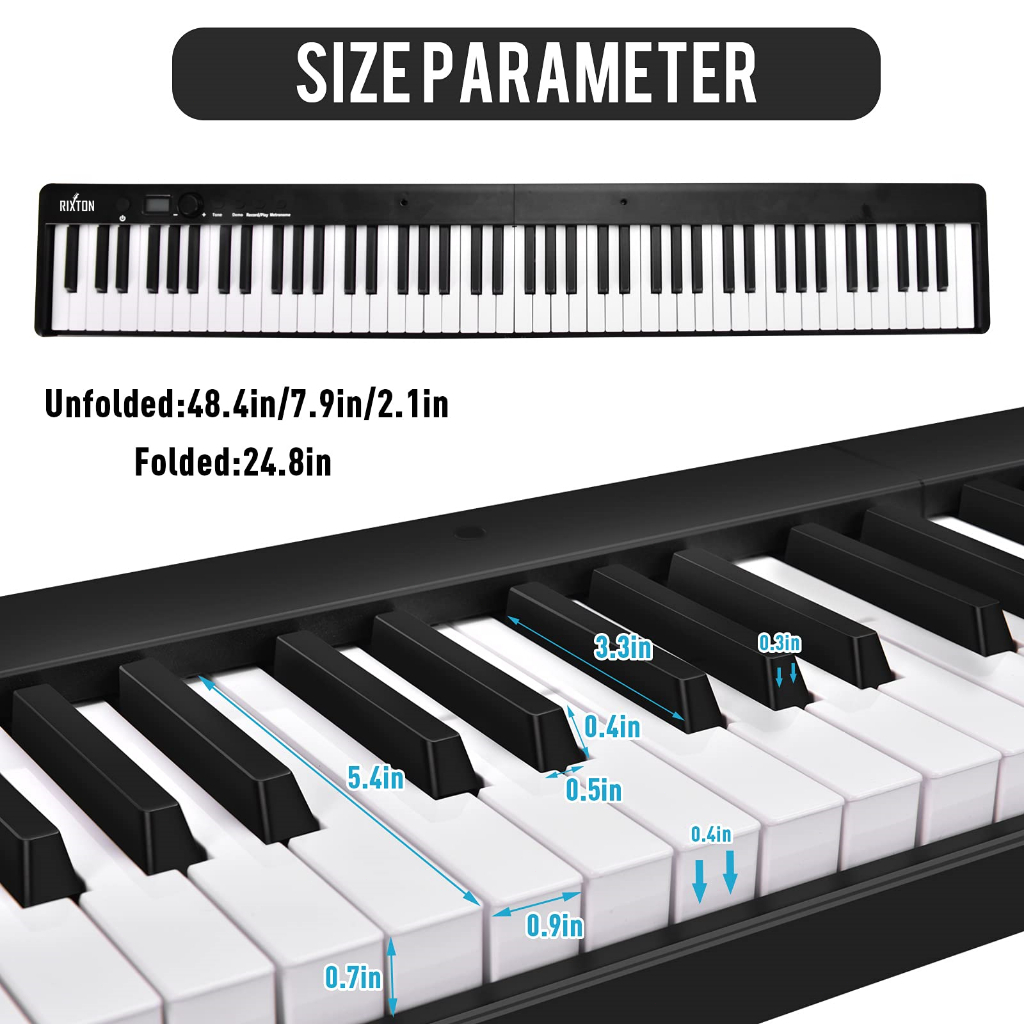 Jual Rixton Portable Digital Piano 88/61 Keys Foldable Piano Keyboard ...