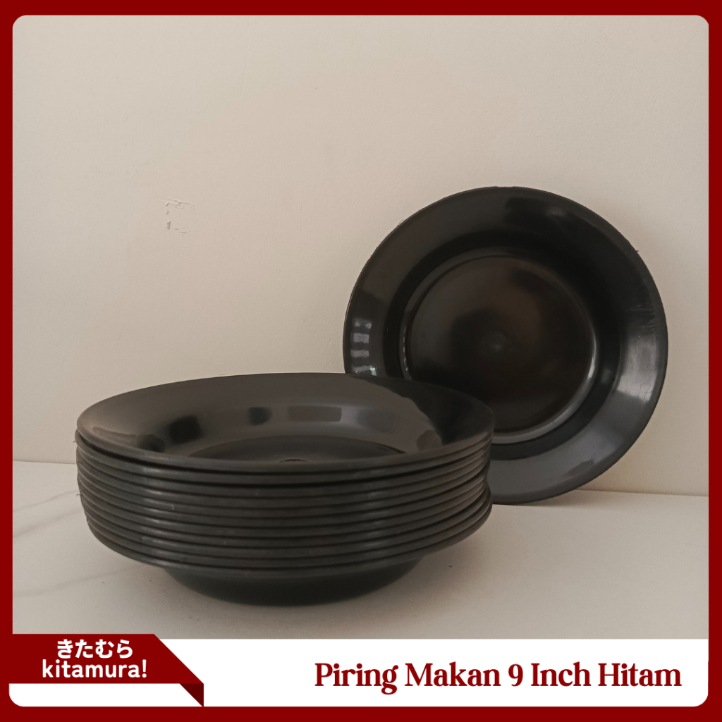Jual Piring Makan 9 Inch Hitam Plastik Piring 9" Hitam Tebal Anti Pecah ...