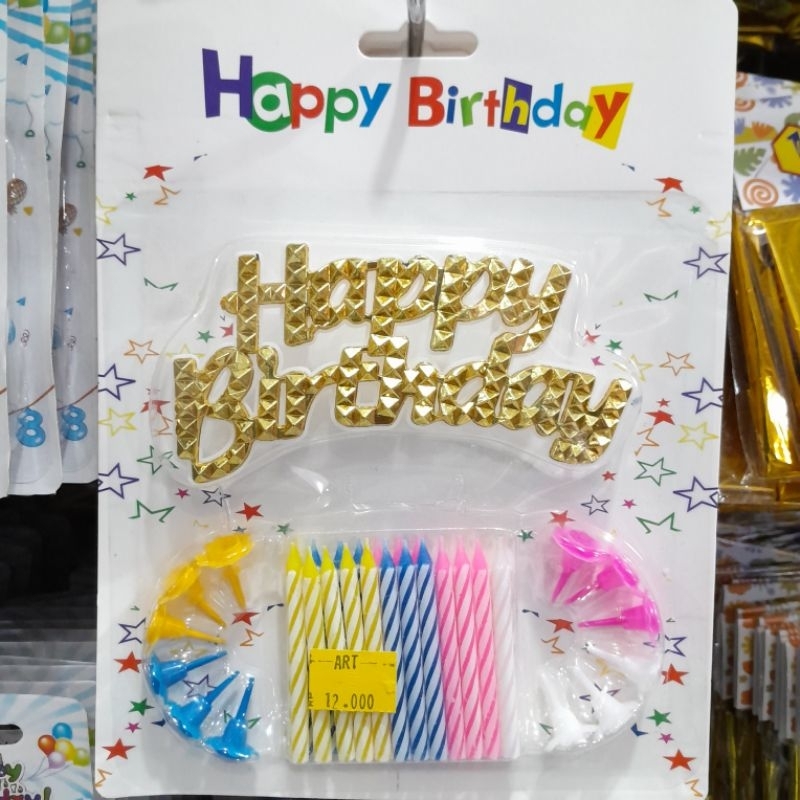 Jual Lilin Ulang Tahun, BIRTHDAY CANDLE + HAPPY BIRTHDAY dan Alas Lilin ...