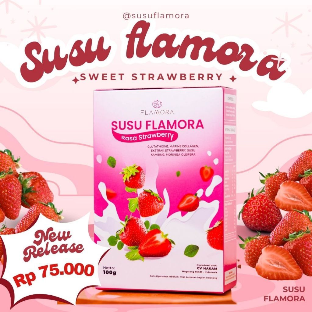 Jual Susu Rasa Strawberry Susu Flamora Susu L Glutathione 1 Box 100 ...