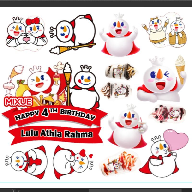 Jual Topper Cake Mixue Gratis tambah nama, usia, foto/ hiasan kue ulang ...