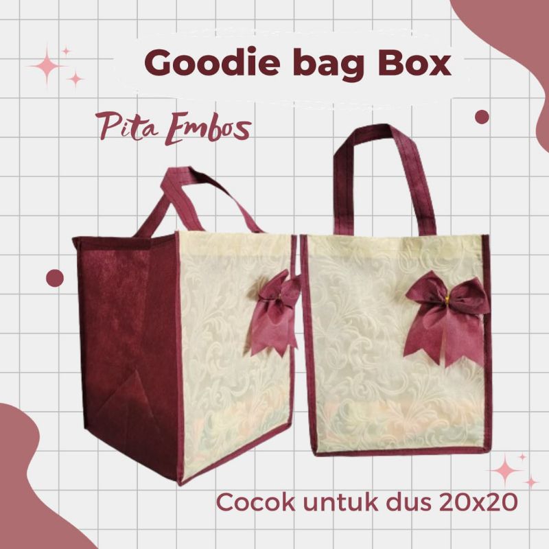 Jual Goodie bag Box PITA EMBOS [LUSINAN 12 PCS]/tas hajatan/tas spunbond/tas dus nasi/tas ...