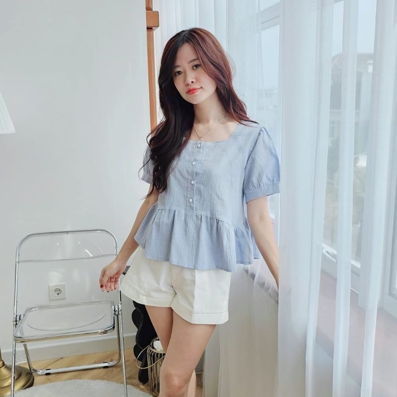 Jual ORECCA - Dalmi Top Blouse Wanita Lengan Pendek | Shopee Indonesia