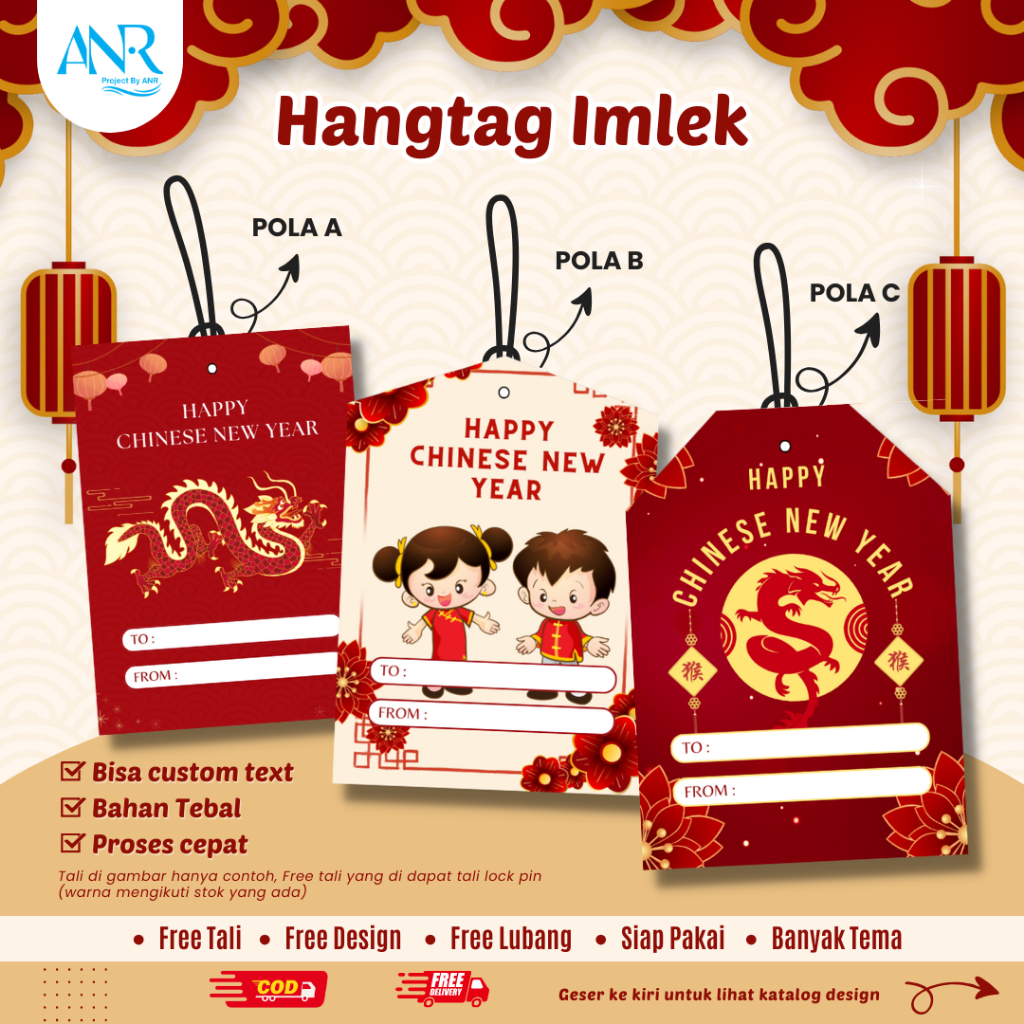 Jual D16 Hangtag Imlek 2024 Custom | Hang Tag tahun baru cina label happy chinese new year 2024 ...