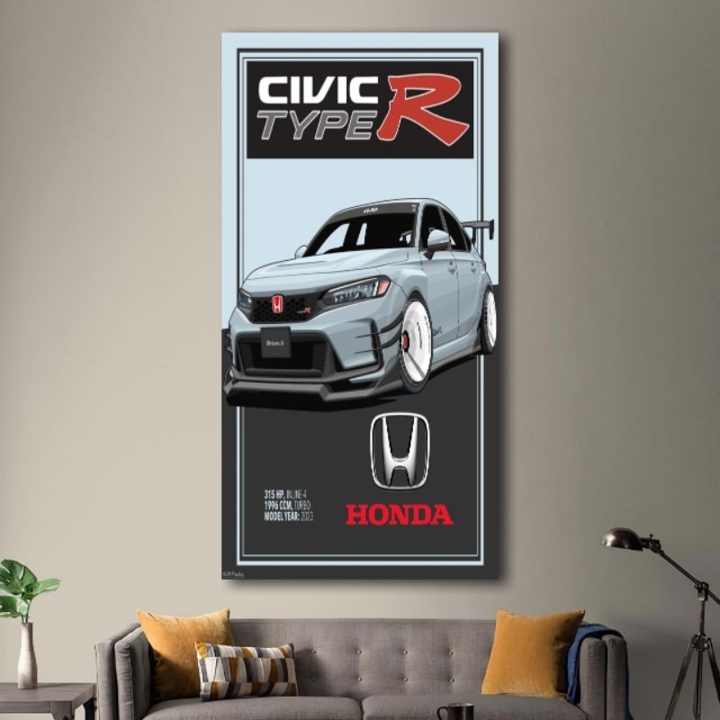 Jual NDT[15X30] Hiasan Dinding Mobil Honda Civic Pajangan Type R Poster ...
