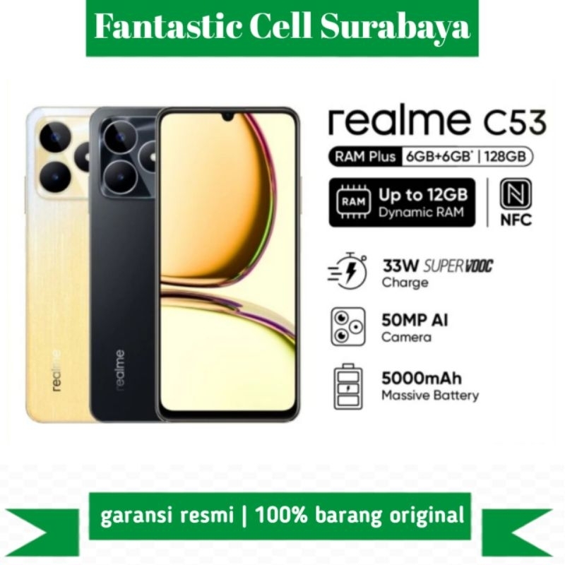 Jual REALME C53 RAM 6/128GB NFC 5000mAh BATERAY 33W SUPERVOOC FAST CHARGE | Shopee Indonesia