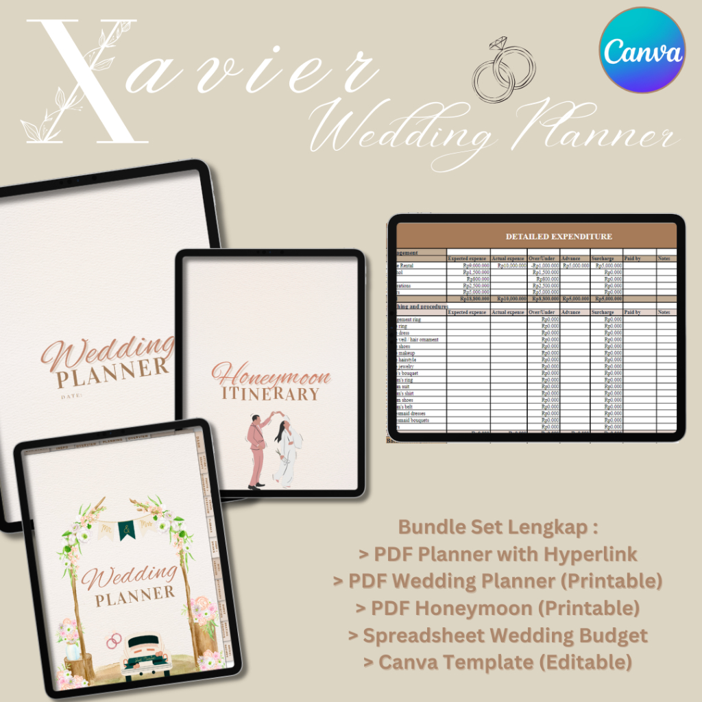Jual Wedding Planner Digital for ios android Printable --- Xavier ...