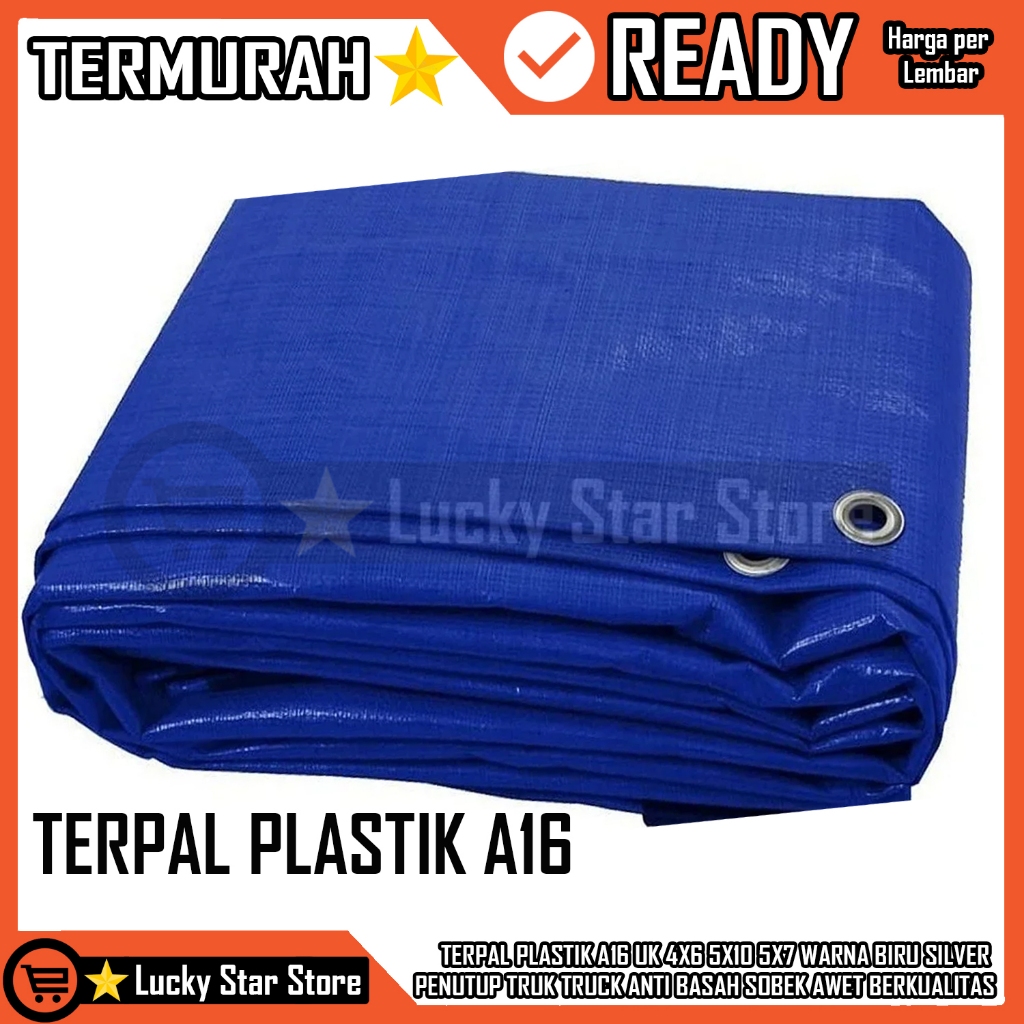 Jual TERPAL PLASTIK A16 UK 4X6 5X10 5X7 WARNA BIRU SILVER PENUTUP TRUK ...