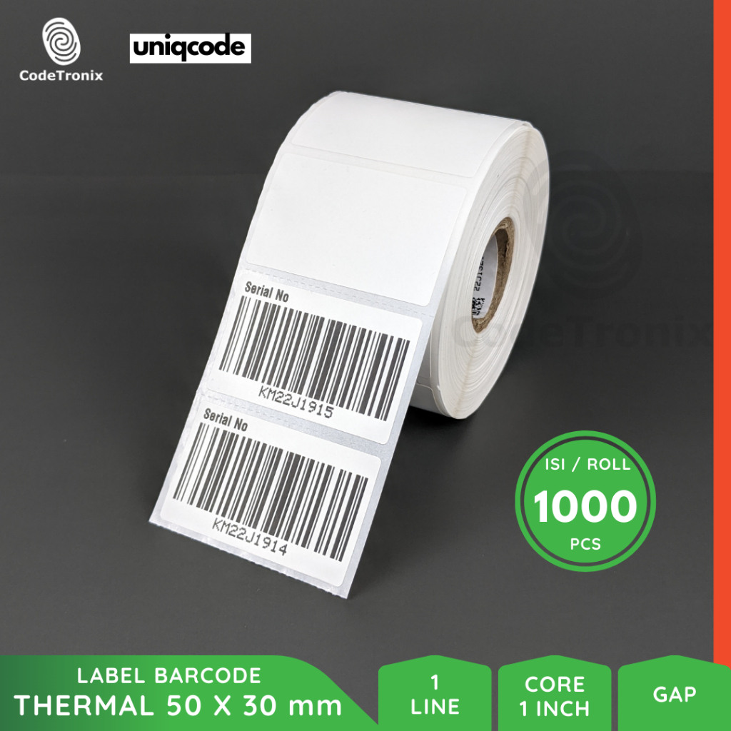 Jual Label Stiker Kertas Barcode Thermal 50x30 Direct Sticker Barcode Roll 1 Line 1000 pcs ...