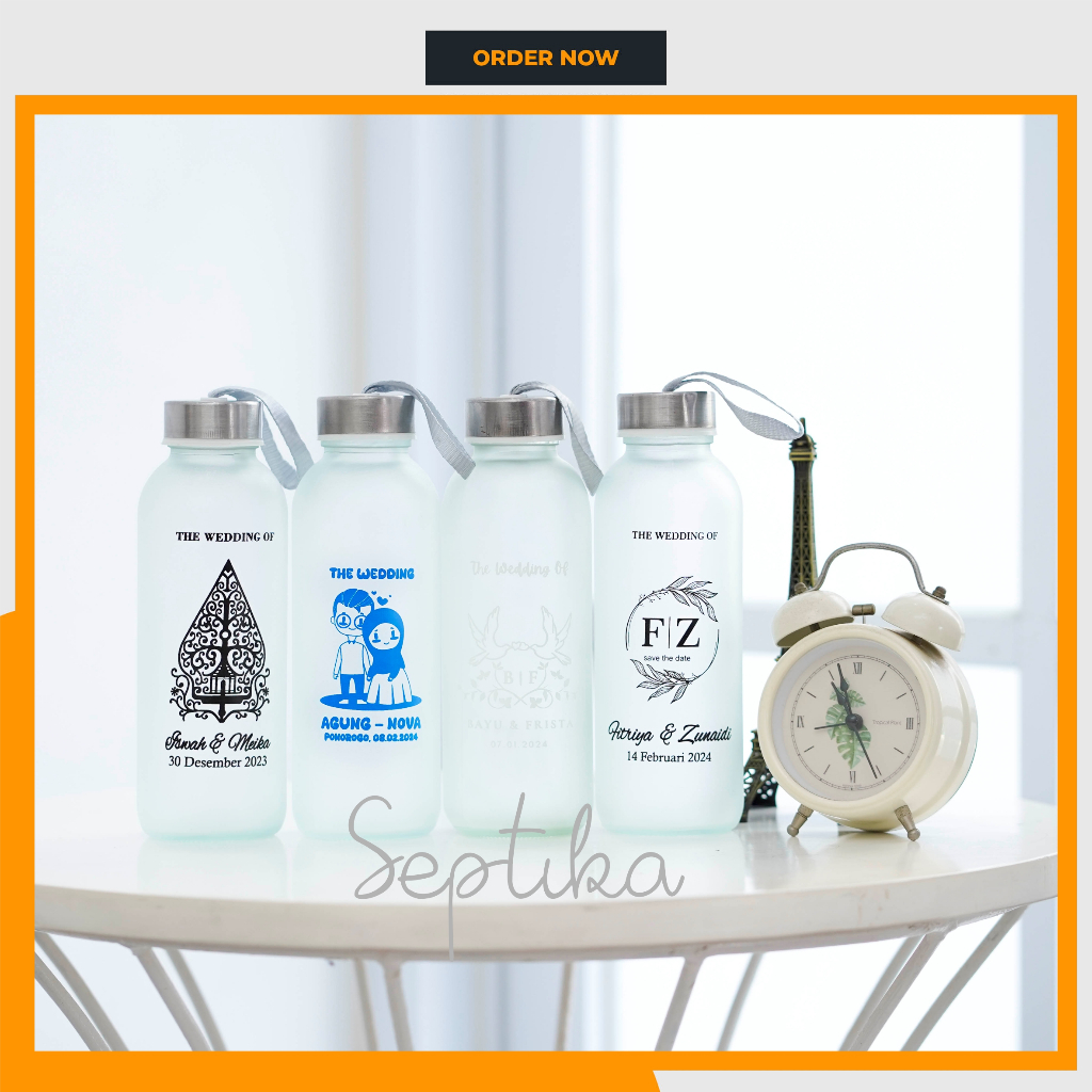 Jual Souvenir Botol Kaca Tumbler Doff Sablon Dove 420 Ml Tali Silver ...