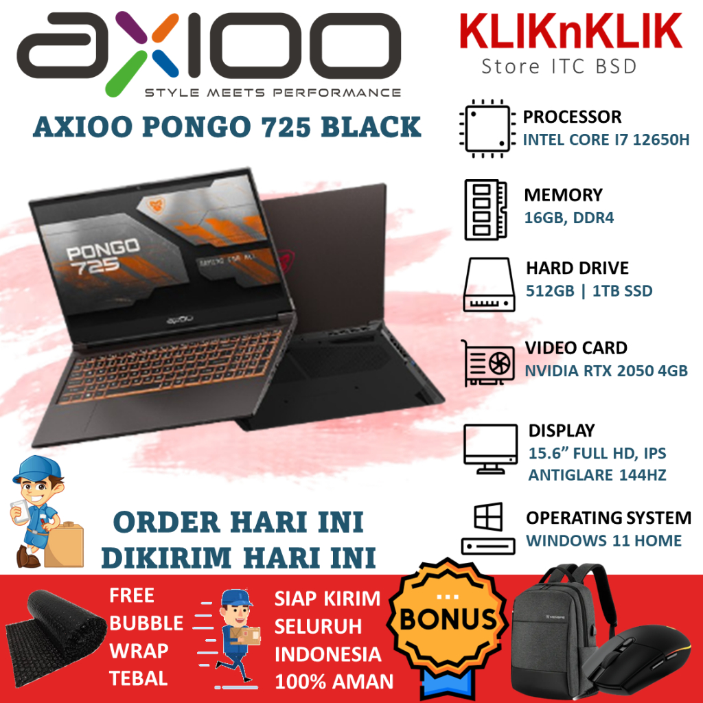Jual LAPTOP GAMING AXIOO PONGO 725 INTEL I7 12650H 16GB SSD 1TB RTX ...