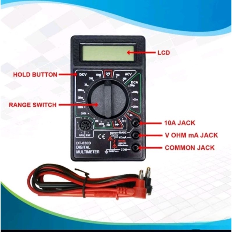 Jual MULTIMETER / MULTITESTER DIGITAL DT-830B LENGKAP BATERAI | Shopee ...