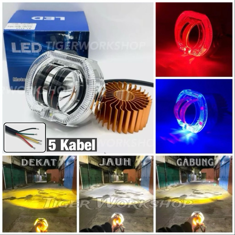 Jual New Lampu Projie Biled 2 Mata Lensa Mini Shroud+Devil Eye Low ...