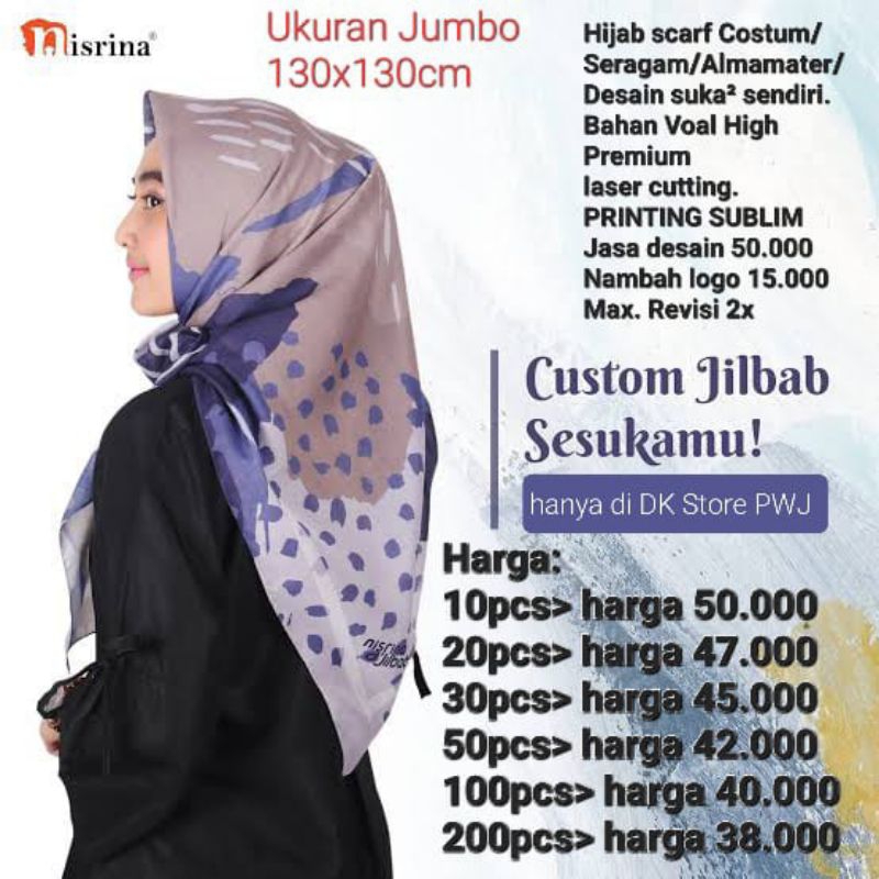 Jual hijab request design / hijab custom nama / hijab Almamater/ hijab ...