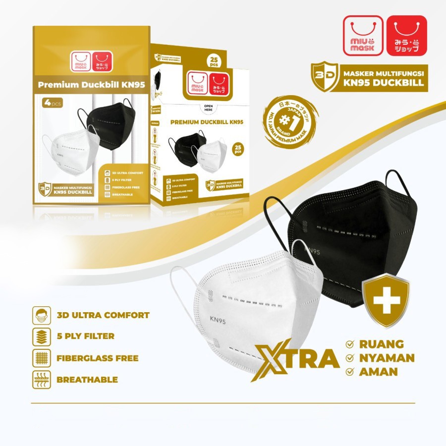 Jual MIU MASK - 3D Duckbill KN95 Facemask / 5 Ply / Isi 12 Pcs | Shopee ...