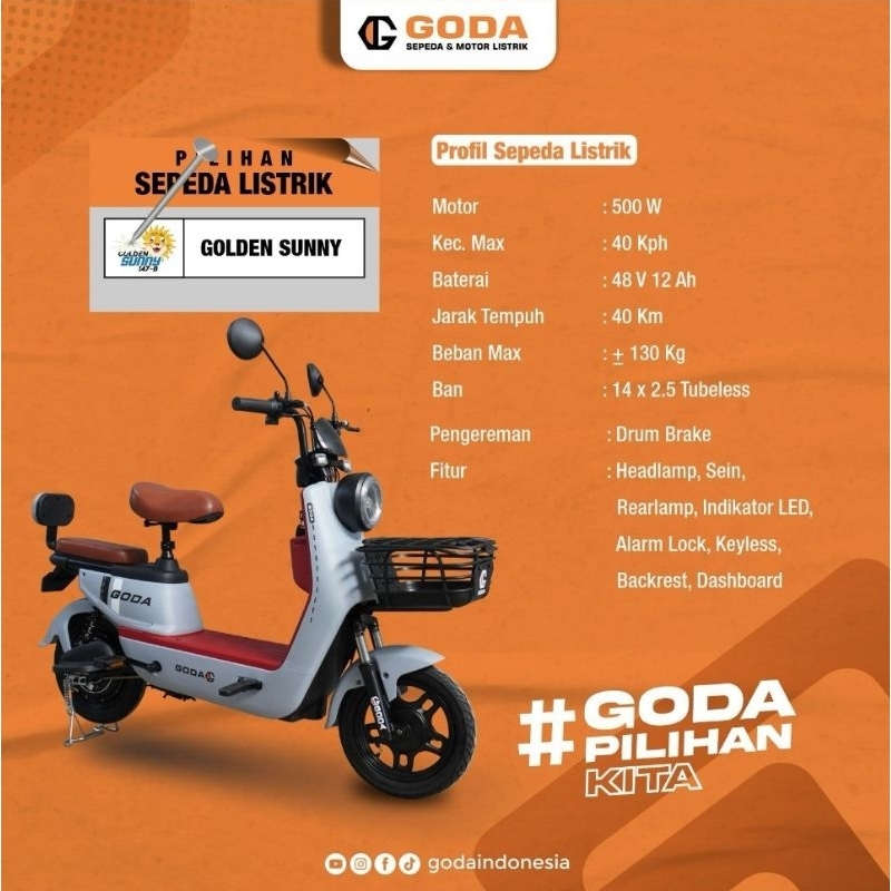 Jual Sepeda Listrik Goda 147b Bergaransi Resmi | Shopee Indonesia
