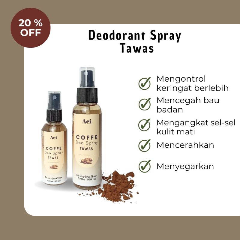 Jual DEODORANT SPRAY TAWAS (COFFE) 100% TAWAS, EKSTRAK KOPI DAN ROSE ...