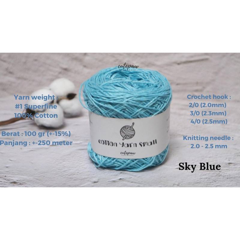 Jual [Small Ply] Sky blue biru muda - Benang Rajut Soft Cotton ...