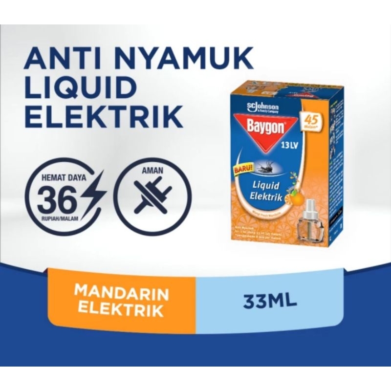 Jual BAYGON LIQUID ELEKTRIK REFILL FRESH MANDARIN 33ML ORIGINAL 100% ...