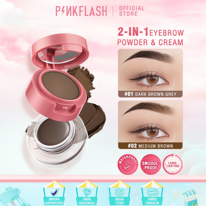 Jual PINKFLASH 2-in-1 Eyebrow Cream & Powder Gel pomade kosmetik alis ...