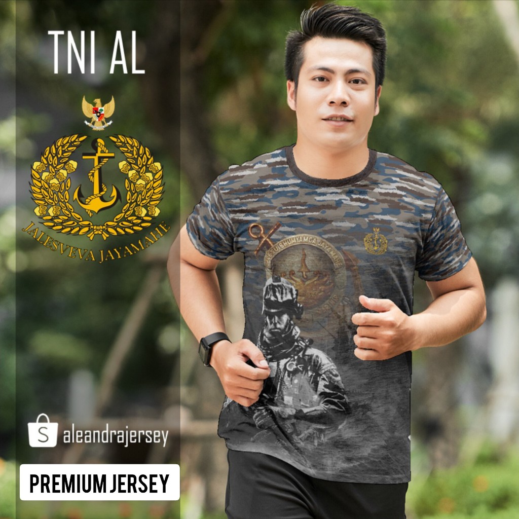 Jual Baju Kaos Jersey TNI AL 250 FullPrint Printing Custom Premium | Shopee Indonesia