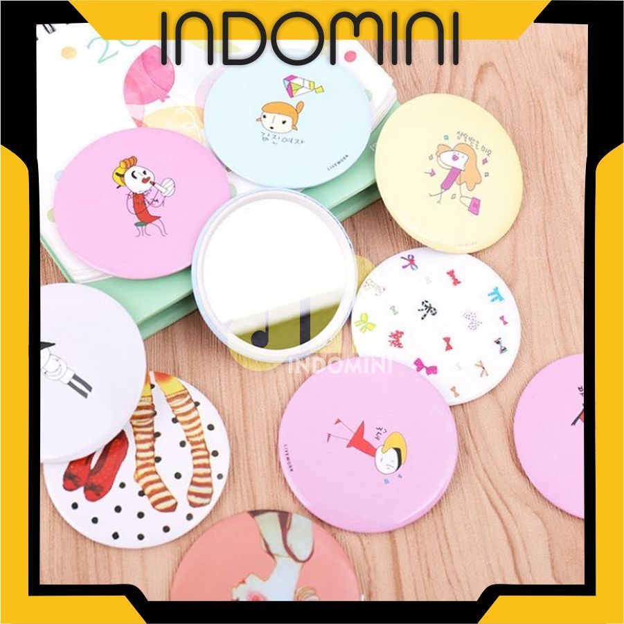 Jual INDOMINI Cermin Bulat Karakter Kaca Cermin Make Up Mini Kaca ...
